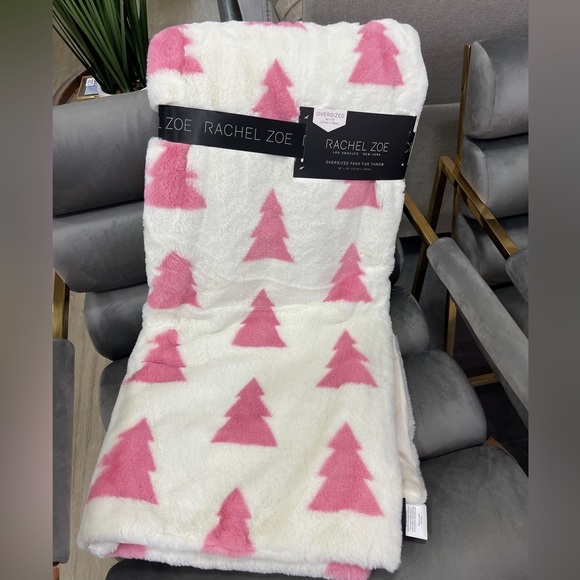 Rachel Zoe | Holiday | Rachel Zoe Pink Christmas Tree Faux Fur Throw ...